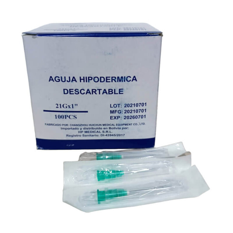 Aguja Hipodérmica Descartable 21G x 1″ 100 PCS – Distribuidora San Lucas
